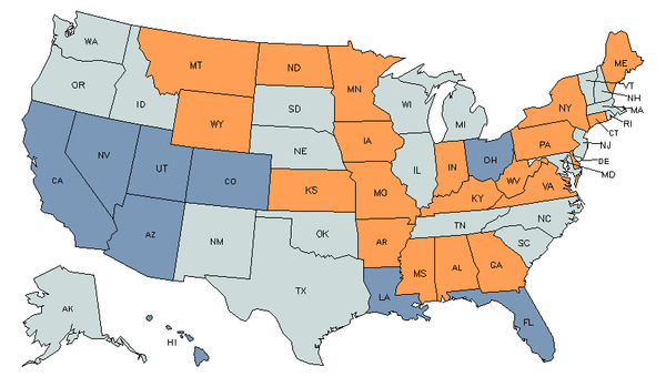State Map for Bus Drivers, School at My Next Move